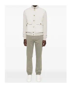 Brunello Cucinelli High-neck Buttoned Jacket - Gray
