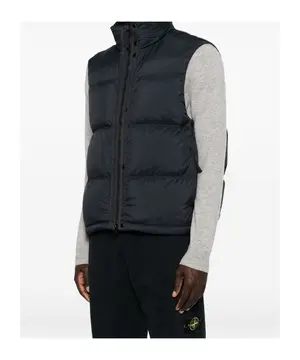 Stone Island Sleeveless High Neck Zipped Down Vest - Blue