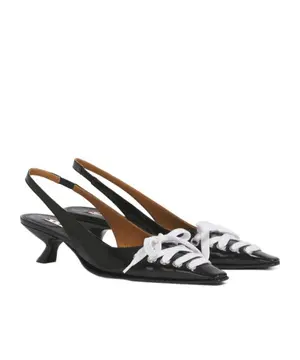 Marni Lace-up Slingback High-heeled Pumps - Black