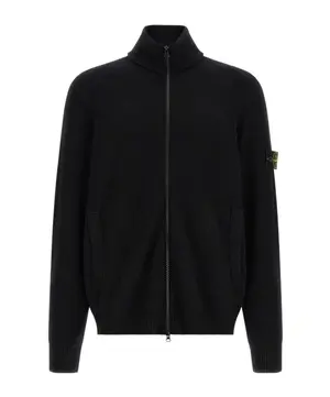Stone Island Zip-up Cardigan - Black