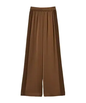 TWINSET Envers Satin Palazzo Trousers - Dark Brown