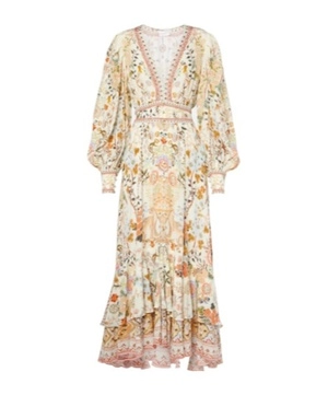 Camilla Printed Tiered Silk Maxi Dress - Multi-color