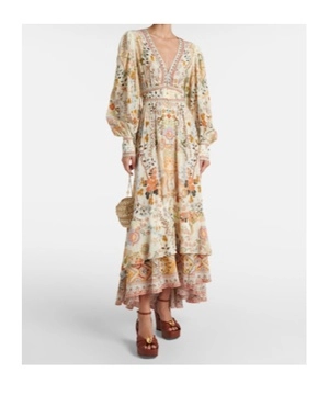 Camilla Printed Tiered Silk Maxi Dress