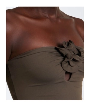 Magda Butrym Gathered Swimsuit With Floral Appliqu