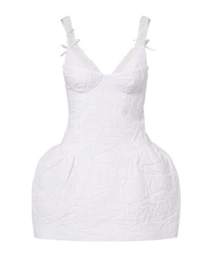 SHUSHU/TONG Crinkled Cotton-blend Minidress - White