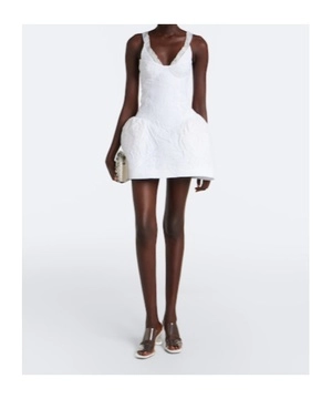 SHUSHU/TONG Crinkled Cotton-blend Mini Dress With Lace Trim