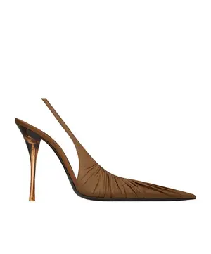 Saint Laurent Pointed-toe High-heeled Sandals - Brown