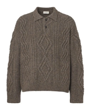 FRAME Cable-knit Wool And Alpaca-blend Polo Sweater - Brown