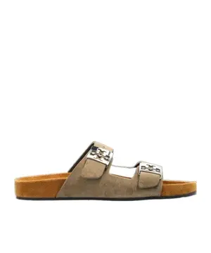 Tory Burch Suede Slides Mellow - Beige