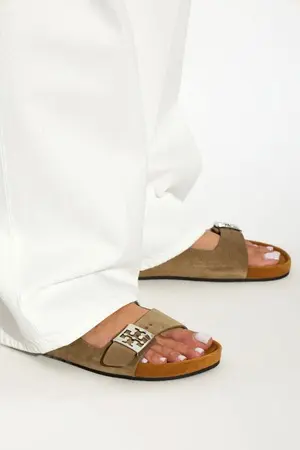Tory Burch Suede Slides Mellow