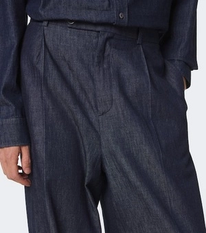 JIL SANDER Cotton Chambray Wide-leg Pants
