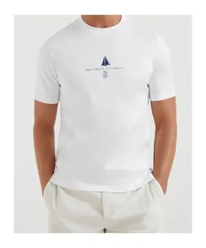 Brunello Cucinelli Logo Printed Crewneck T-shirt