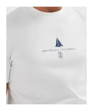 Brunello Cucinelli Logo Printed Crewneck T-shirt