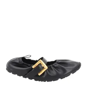 Balmain Anthem Buckle-fastening Ruched Ballet Flats