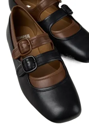 Camper Leather Ballerinas With Buckled Straps