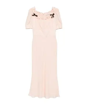 Alessandra Rich Ruffled Silk-jacquard Midi Dress - Light Pink