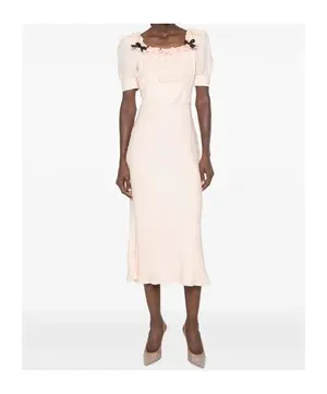 Alessandra Rich Ruffled Silk-jacquard Midi Dress