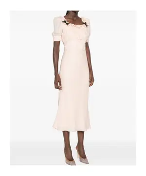 Alessandra Rich Ruffled Silk-jacquard Midi Dress