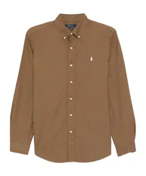 Polo Ralph Lauren Logo Embroidered Curved Hem Shirt - Brown