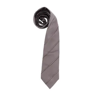 Brunello Cucinelli Striped Silk Tie - Gray