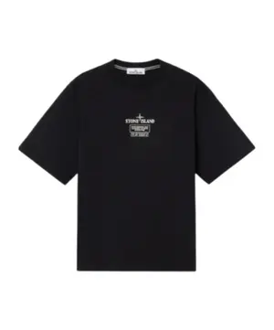 Stone Island Logo Printed Crewneck T-shirt - Black