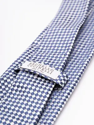 Brunello Cucinelli Checkerboard-patterned Silk Tie