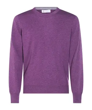 Brunello Cucinelli Crewneck Ribbed Knit Sweater - Purple