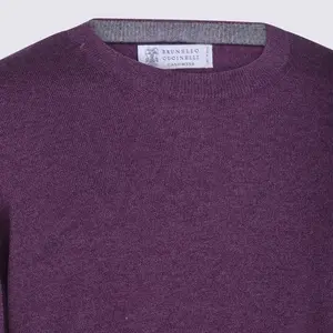Brunello Cucinelli Crewneck Ribbed Knit Sweater - Purple