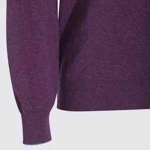 Brunello Cucinelli Crewneck Ribbed Knit Sweater - Purple