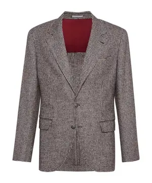 Brunello Cucinelli Houndstooth Single Breasted Blazer