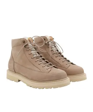 Brunello Cucinelli Logo Patch Lace-up Ankle Boots