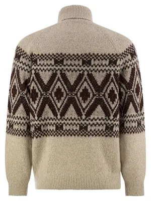 Brunello Cucinelli Geometric Jacquard Turtleneck Jumper