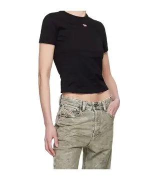 DIESEL® T-uncutie-long-d" Embroidered D Patch T-shirt - Black