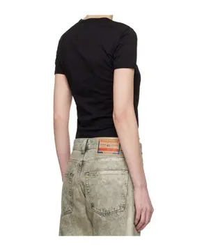 DIESEL® T-uncutie-long-d" Embroidered D Patch T-shirt - Black