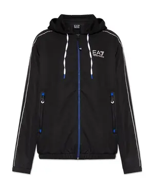 EA7 Logo-printed Drawstring Hoodie - Black