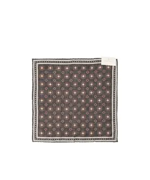 Brunello Cucinelli Logo Patch Graphic Printed Pocket Square - Black