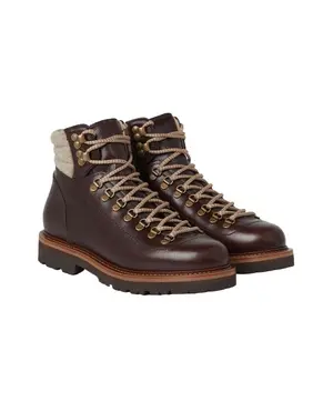 Brunello Cucinelli Round Toe Lace-up Ankle Boots