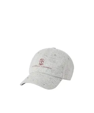 Brunello Cucinelli Chevron Embroidered Baseball Cap - White