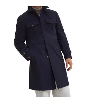 Brunello Cucinelli Four-pocket Redingote - Navy Blue