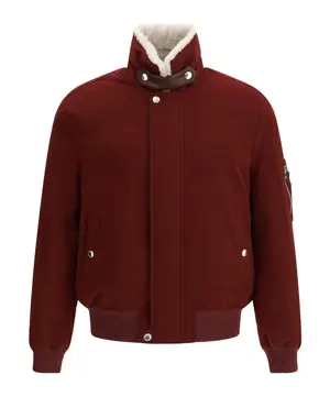 Brunello Cucinelli Sherpa-collar Bomber Jacket - Amaranth Red