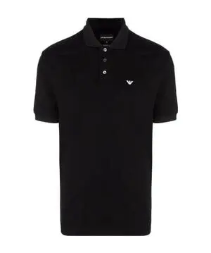 Emporio Armani Micro Eagle Mercerised Pique Polo Shirt - Black