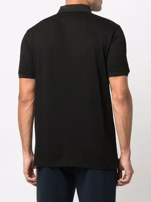 Emporio Armani Micro Eagle Mercerised Pique Polo Shirt - Black