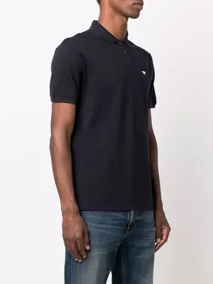 Emporio Armani Micro Eagle Mercerised Pique Polo Shirt - Black