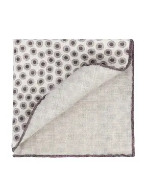 Brunello Cucinelli Polka-dot Printed Pocket Square - White