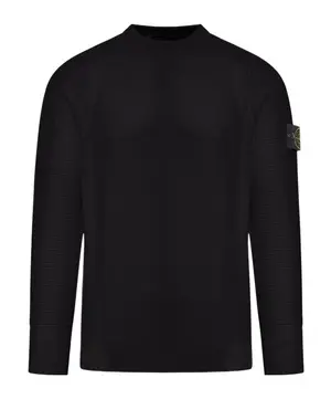 Stone Island Logo Patch Crew Neck Jumper - Black
