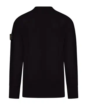 Stone Island Logo Patch Crew Neck Jumper - Black
