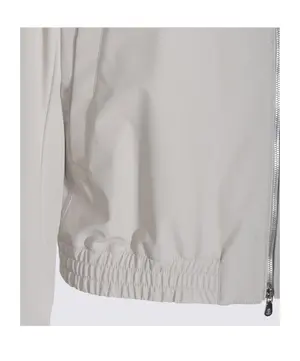 Brunello Cucinelli High Neck Zip-up Bomber Jacket - Ivory