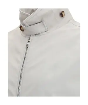 Brunello Cucinelli High Neck Zip-up Bomber Jacket - Ivory