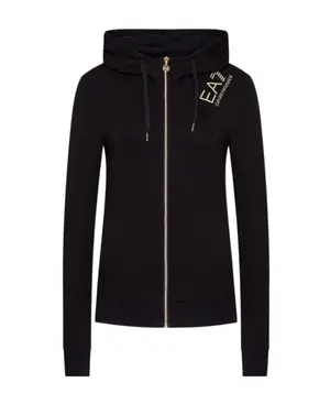 EA7 Logo-print Zipped Hoodie - Black