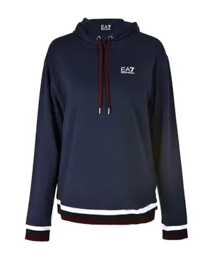 EA7 Navy Blue Logo Hooded Sweater - Black